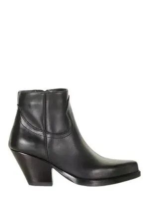 SONORA Leather Pointed Cowboy Boots - Black