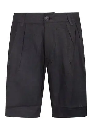 HINNOMINATE Pleated Linen Shorts - Black