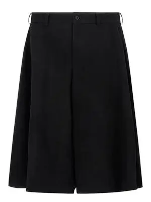 Comme Des Garçons Pleated Wide-leg Shorts - Black