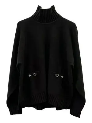 Gucci Horsebit Pocket Turtleneck Top - Black