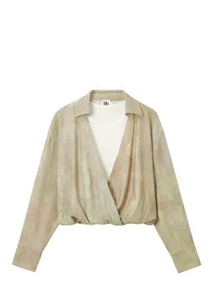B+AB Wrap-effect Shirt Top - Neutrals