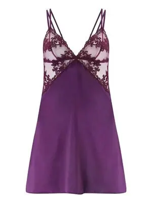 FLEUR OF ENGLAND Lace-trimmed Slip Nightdress - Purple
