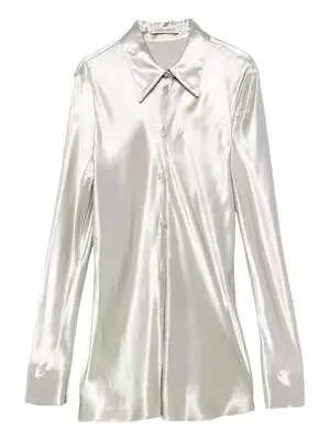Alberta Ferretti Satin Long-sleeve Shirt - Grey