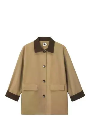 B+AB Corduroy-collar Cotton Coat - Neutrals
