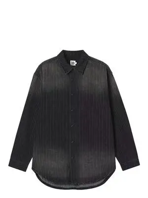 B+AB Pinstripe Cotton Shirt - Black