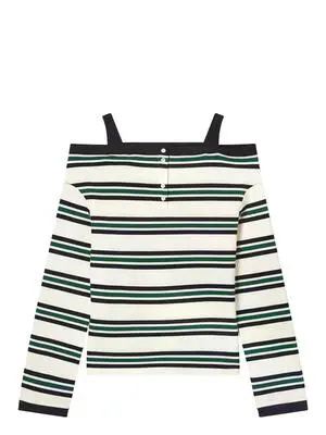 B+AB Off-shoulder Striped Top - White