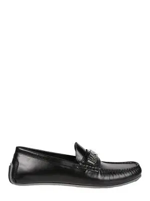 Moschino Logo-plaque Leather Loafers - Black