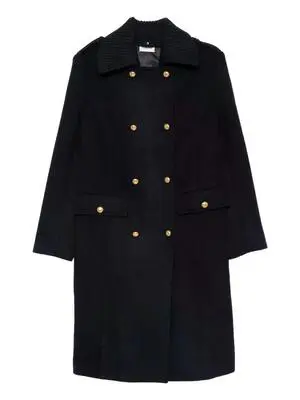 P.a.r.o.s.h Ribbed-collar Double-breasted Coat - Blue