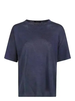 ARAGONA Linen Short-sleeve T-shirt - Blue