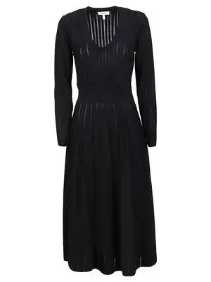 CASASOLA Cosima Ribbed A-line Dress - Black