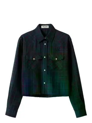 Miu Miu Plaid-print Snap-fastening Shirt - Blue