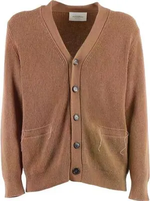 BALLANTYNE V-neck Ribbed Cardigan - Brown