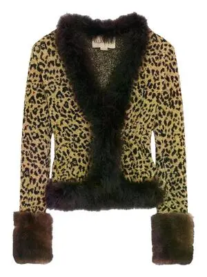 Valentino Garavani Animal-print Feather-trimmed Cardigan - Yellow