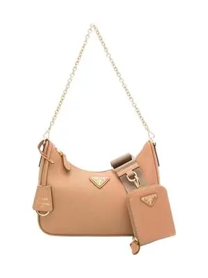 Prada Re-Edition 2005 Saffiano Leather Shoulder Bag Neutrals