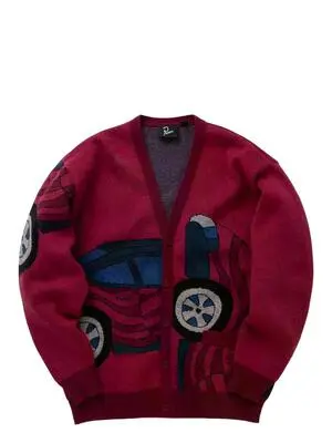 PARRA Car-Intarsia Knitted Cardigan