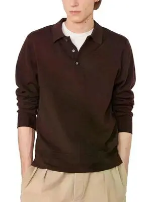 Officine Générale Long-sleeve Ribbed Polo Shirt - Brown