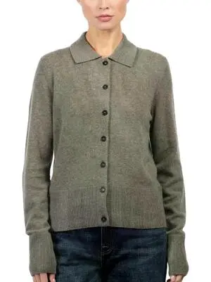 Le Kasha Collared Button-front Cardigan - Grey