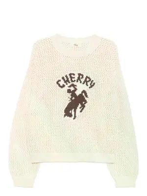 CHERRY LA Logo-embroidered Jumper - Neutrals