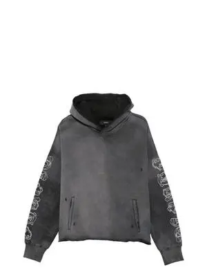 PURPLE BRAND Sleeve-graphic Distressed Hoodie - Grey