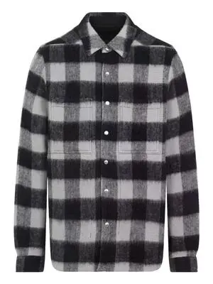 Rick Owens Checked Wool Shirt - Black