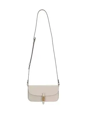 Pinko Medium Saddle Flat Leather Shoulder Bag - Neutrals