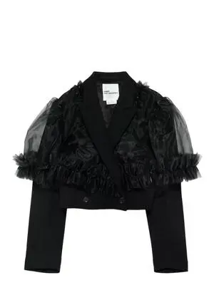 Noir Kei Ninomiya Ruffle-trimmed Double-breasted Jacket - Black