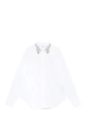 Alexander McQueen Embellished-collar Cotton Poplin Shirt - White