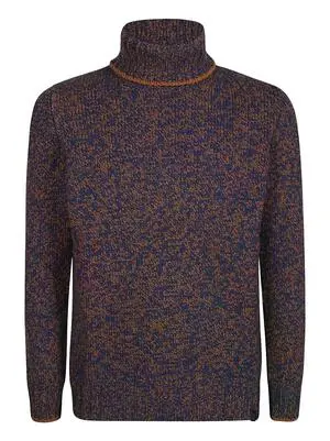 FAY Roll-neck Speckled Wool Sweater - Blue