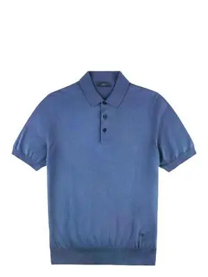 FAY Short-sleeve Knitted Polo Shirt - Blue