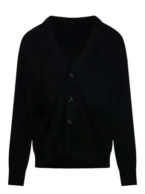 A PAPER KID Buttoned Patch-pocket Cardigan - Black