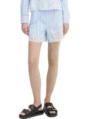Karl Lagerfeld Striped Lace-trimmed Shorts - 1uo Blue