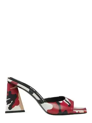 Attico Camouflage-print Block-heel Mules - White