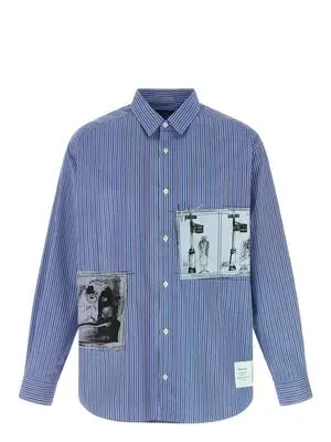 Comme Des Garçons Striped Patches Shirt - Blue