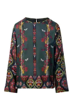 FRANCO FERRARI Floral And Butterfly Print Blouse - Green