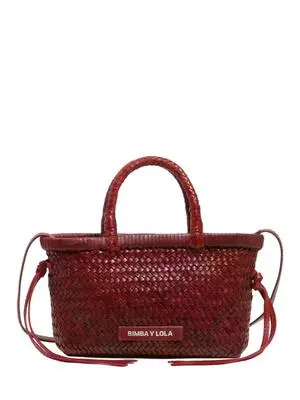 Bimba Y Lola Woven Leather Mini Tote Bag - Red