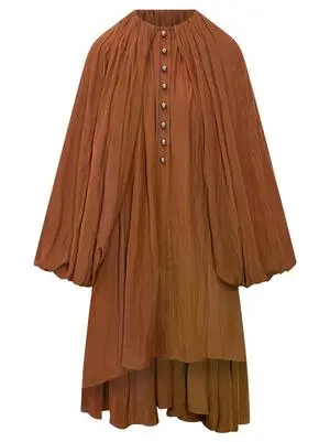 LANVIN Cotton Pleated Dress - Brown