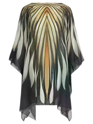 Roberto Cavalli Abstract-pattern Kaftan Dress - Gold