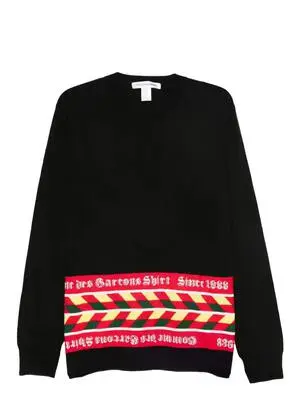 Comme Des Garçons Geometric-pattern Crew-neck Sweater - Black