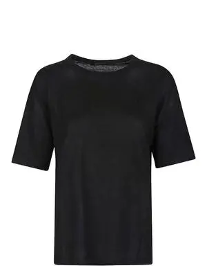 ARAGONA Linen Short-sleeve T-shirt - Black