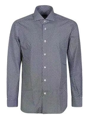 BARBA NAPOLI Geometric Cotton Shirt - Blue
