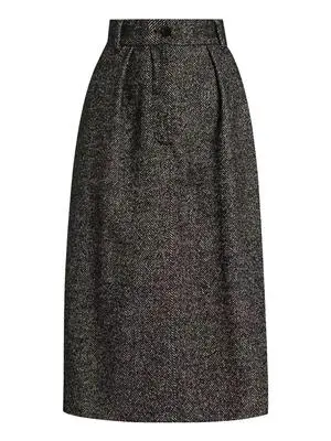 Dolce & Gabbana Pleated Herringbone Midi Skirt - Grey
