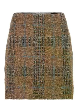 Brunello Cucinelli Check Tweed Miniskirt - Brown