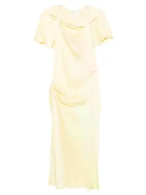 Victoria Beckham Draped Cowl-neck Dress - Yellow