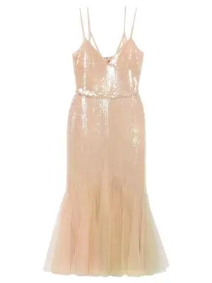 David Koma Sequin-embellished Tulle Dress - Neutrals