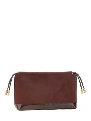 Elisabetta Franchi Drawstring Clutch With Patent Leather Trim - Brown