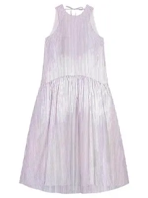 GANNI Striped Tiered Dress - Purple