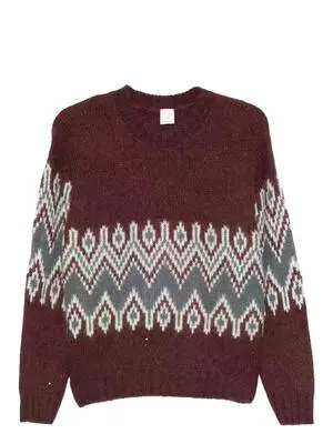 Eleventy Fair Isle Crew-neck Sweater - Red