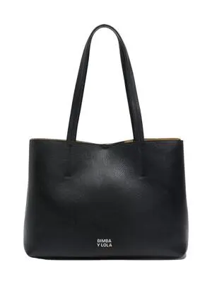 Bimba Y Lola Grainy Leather Shopper Tote Bag - Black