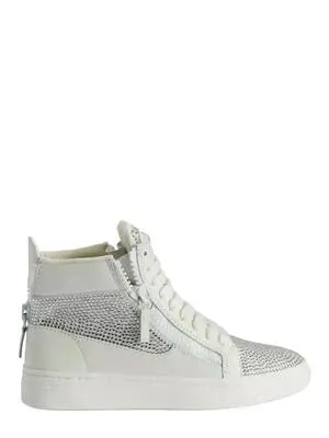 GIUSEPPE ZANOTTI Crystal-embellished High-top Sneakers - White