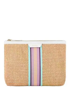AQUAZZURA Raffia Stripe Clutch Bag - Neutrals